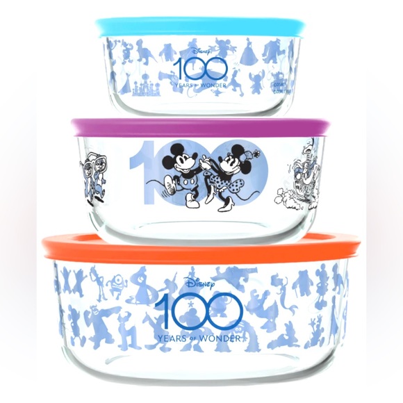 Pyrex | Kitchen | Pyrex 6piece Glass Storage Set Disney Commemorative ...
